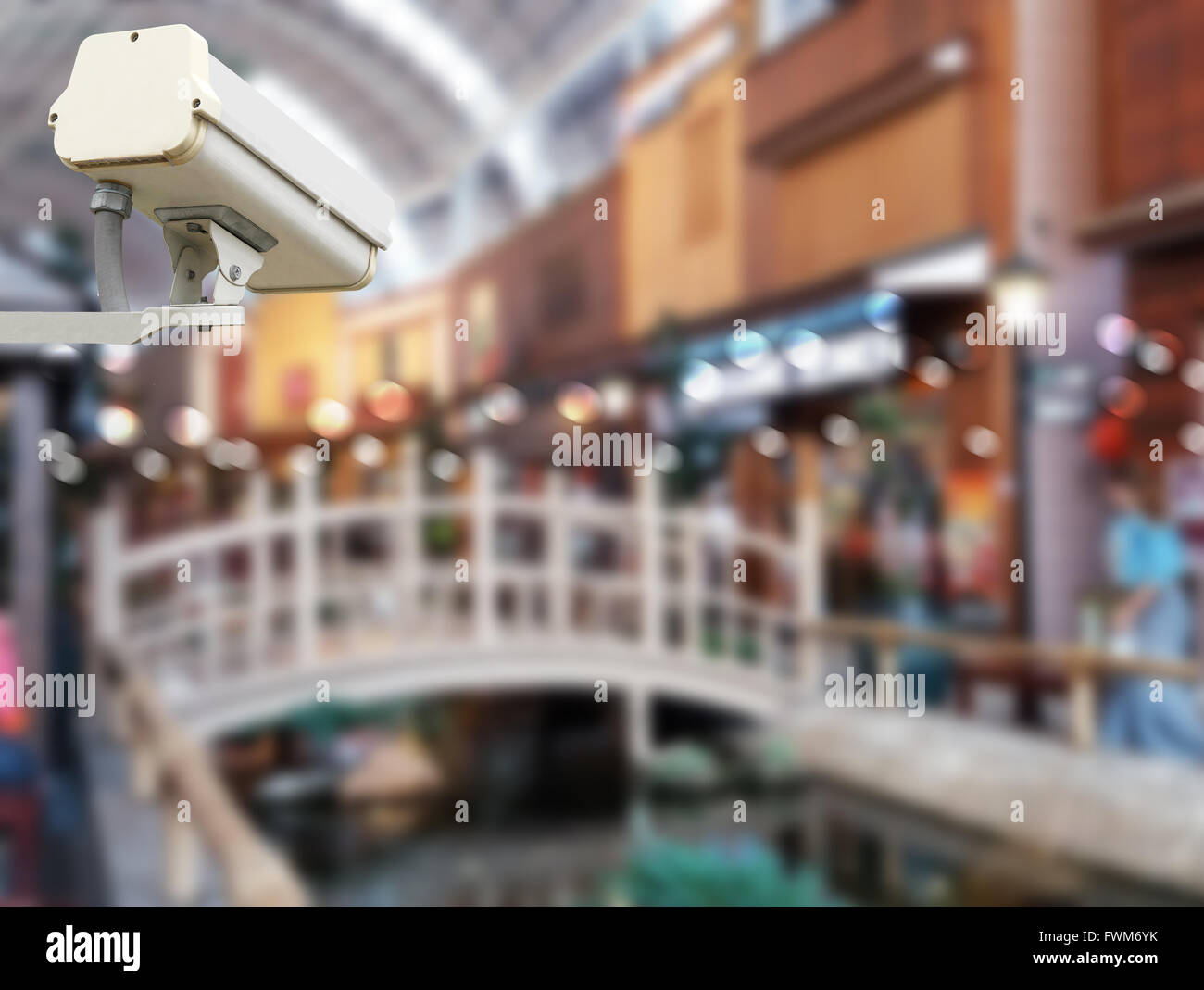 Closeup image of CCTV security camera at shopping center Stock Photo ...