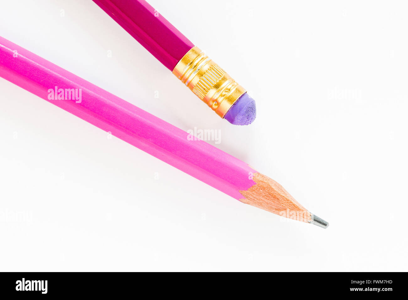 Pink pencils isolated on white background Stock Photo - Alamy