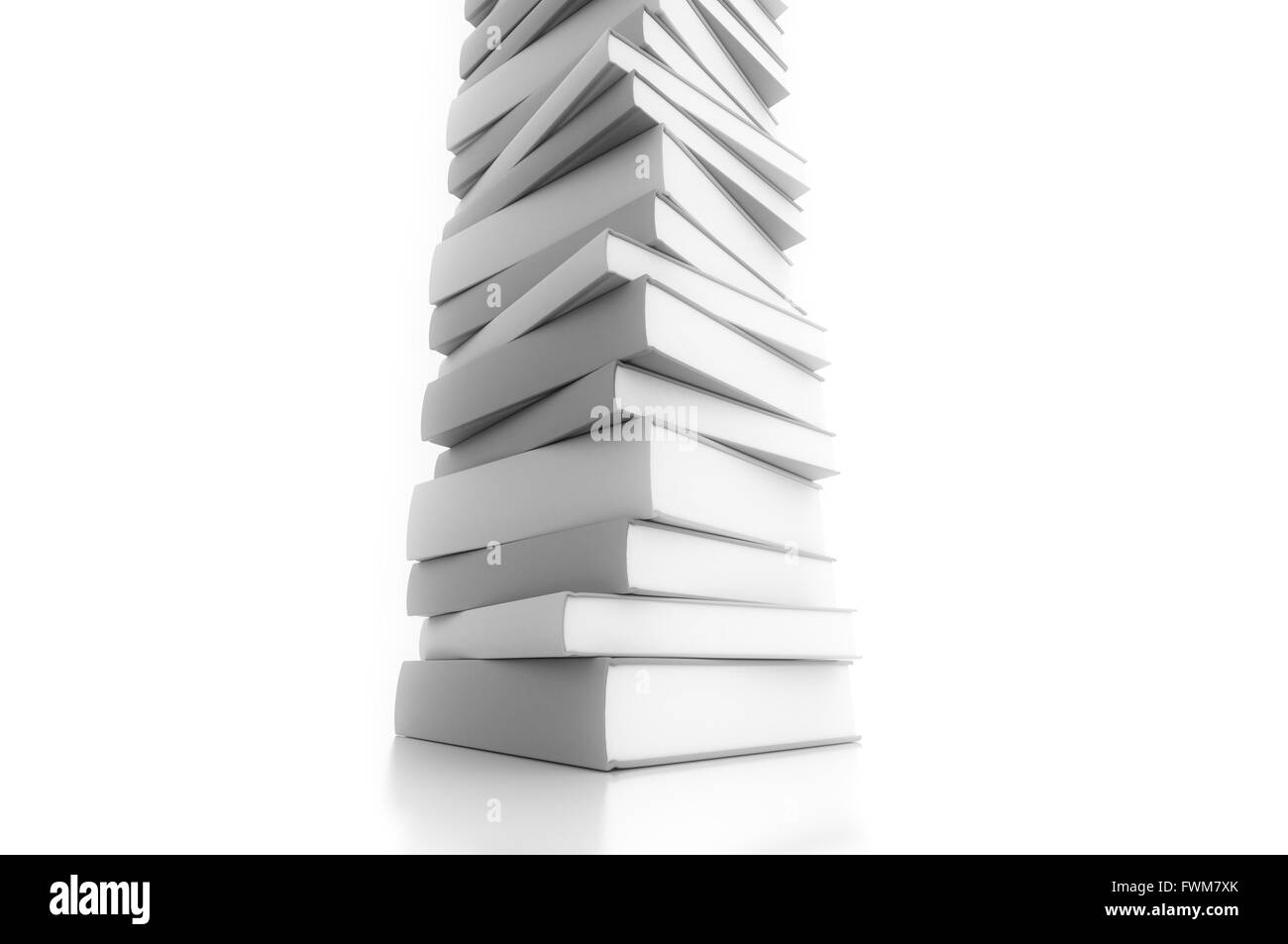 Books stacked on white background Stock Photo - Alamy