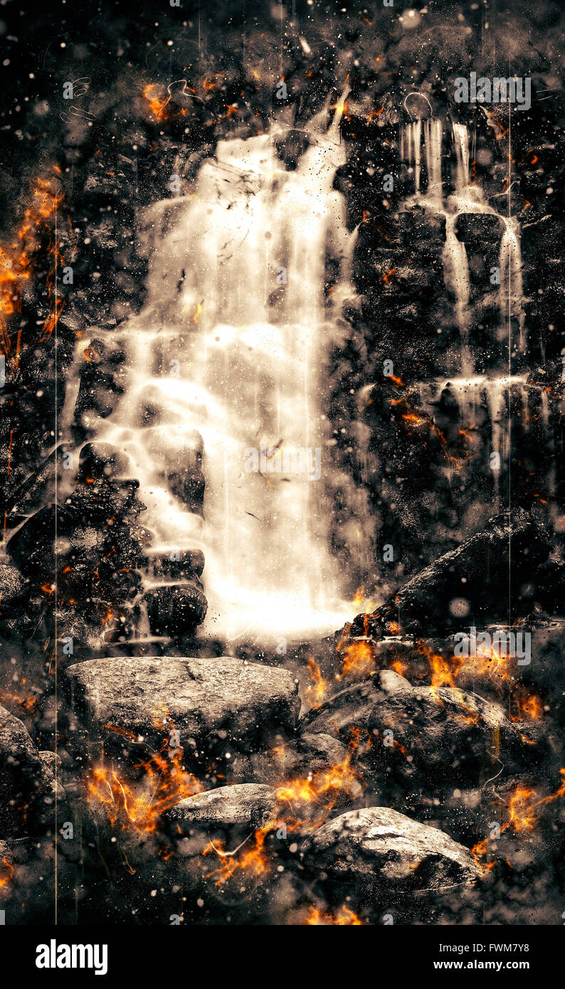 Apocalyptic waterfall at abandoned place Stock Photo - Alamy