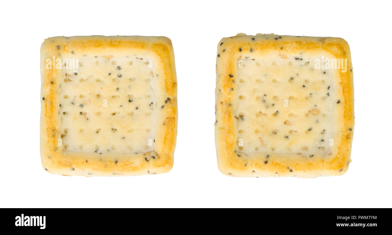 Simple square crackers isolated on a white background Stock Photo - Alamy