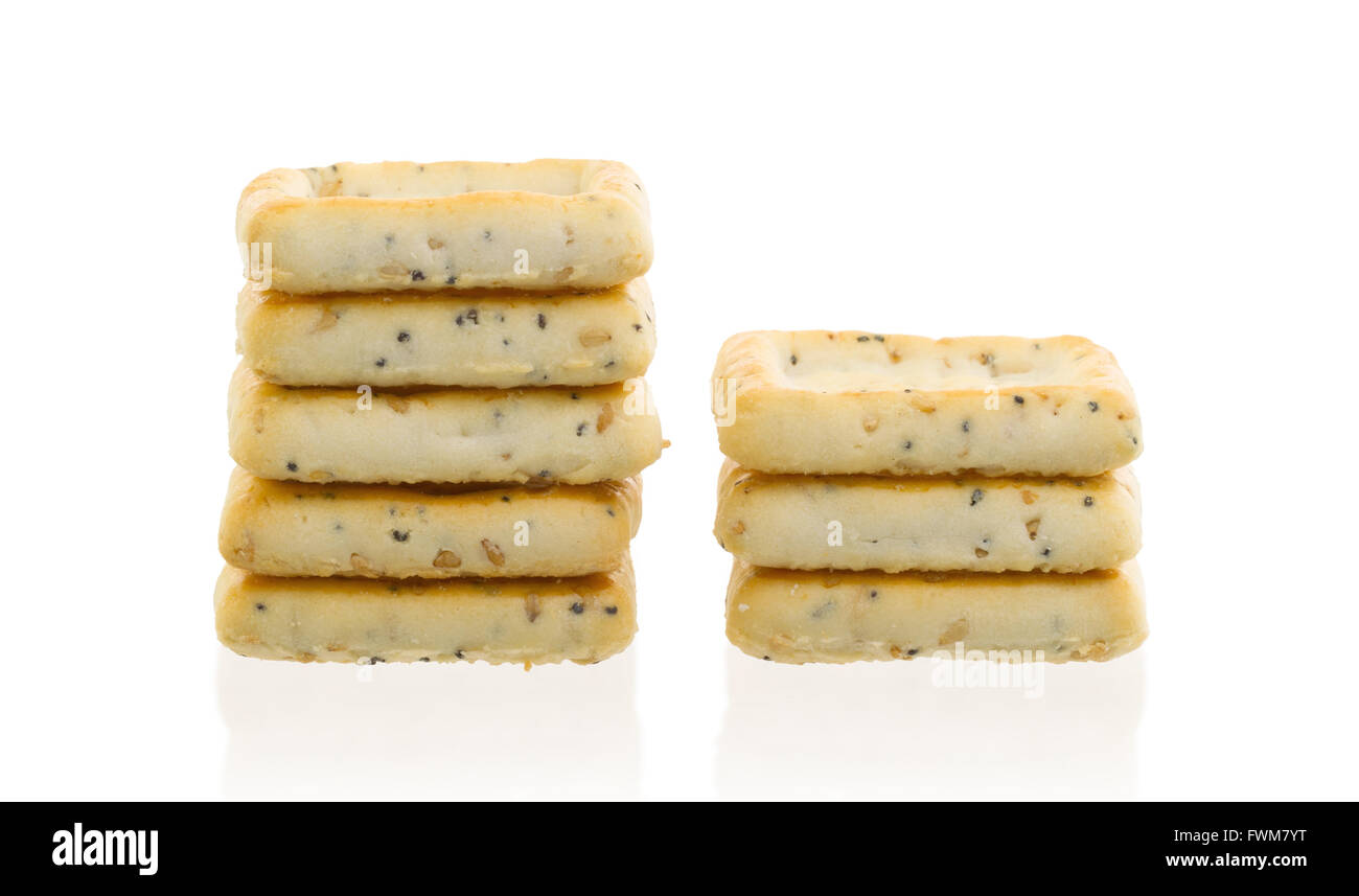 Stack of square crackers isolated on a white background Stock Photo - Alamy