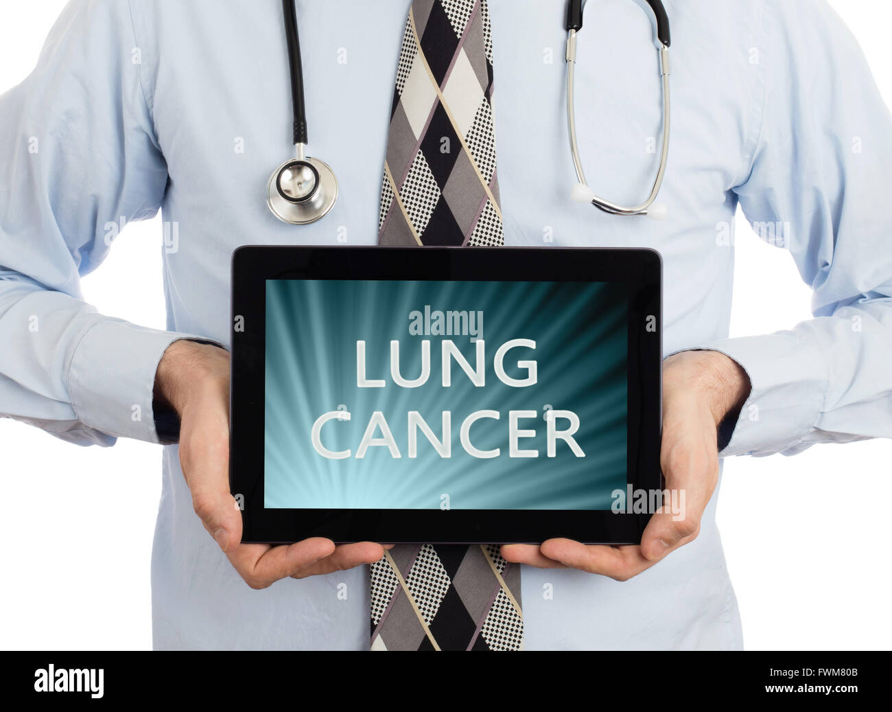 Doctor, isolated on white backgroun, holding digital tablet - Lung ...