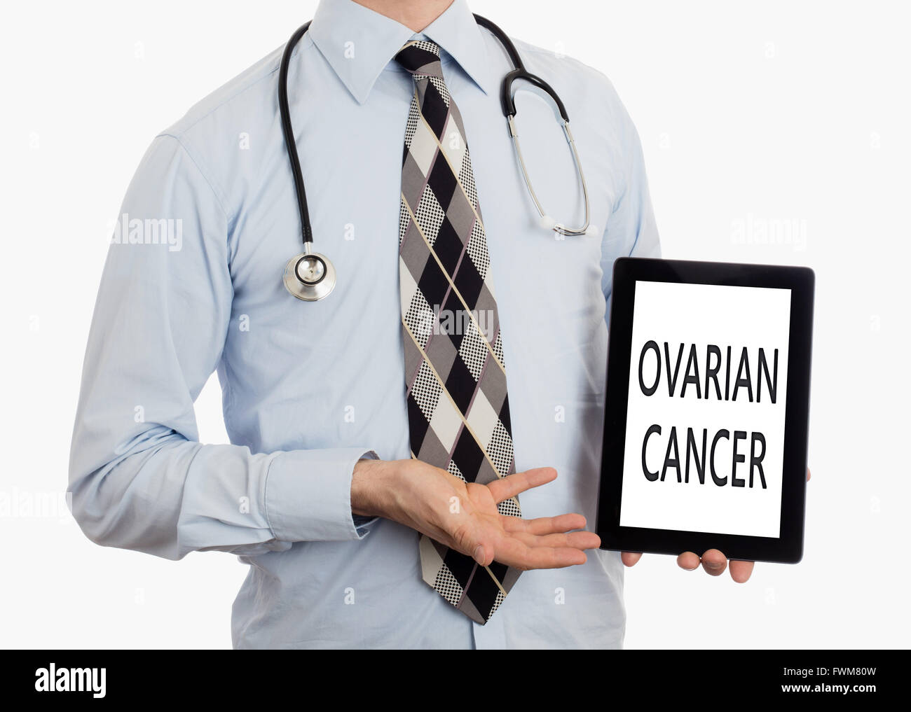 Doctor, isolated on white backgroun, holding digital tablet - Ovarian ...