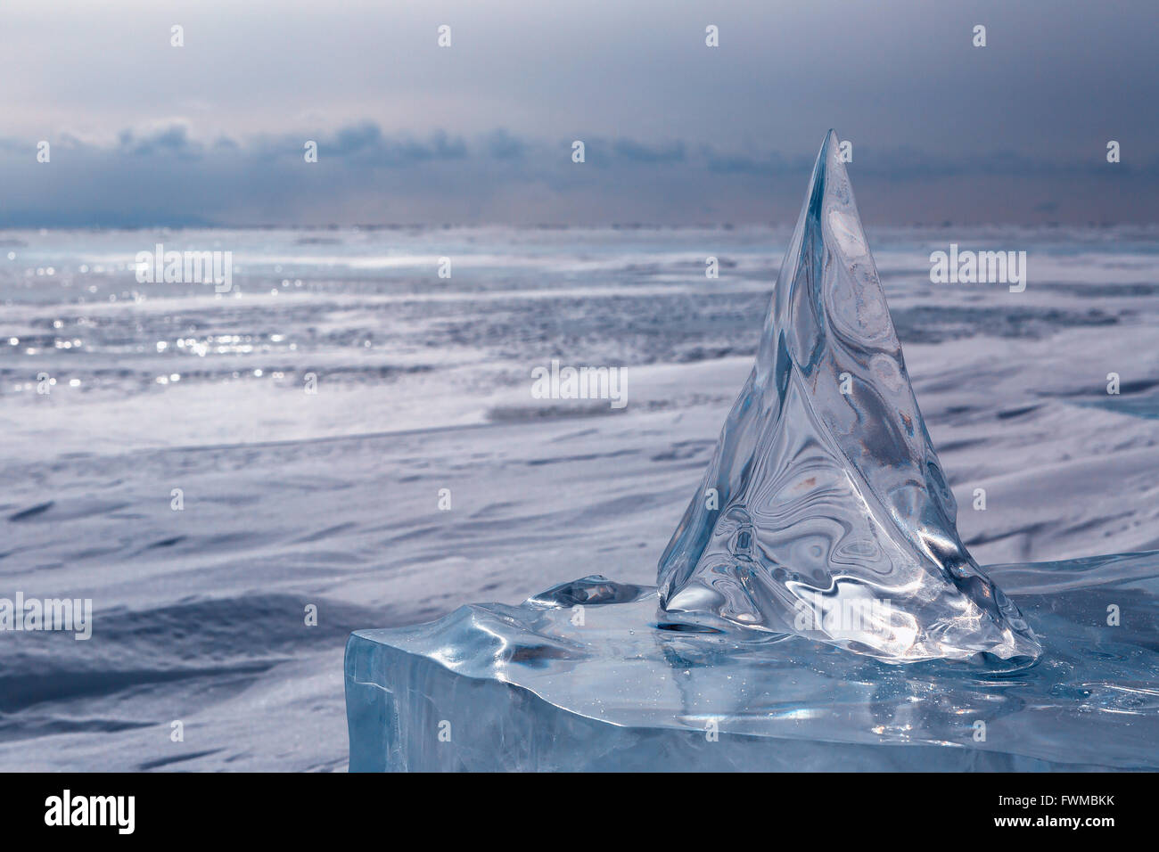 Beautiful transparent block of ice Stock Photo - Alamy