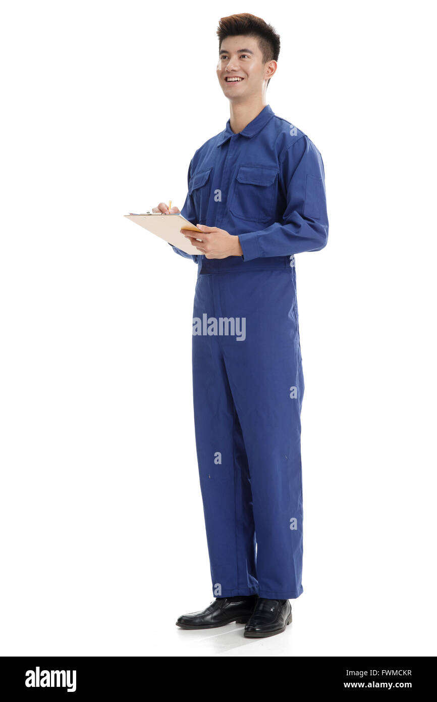 Man in overalls cut out hi-res stock photography and images - Alamy