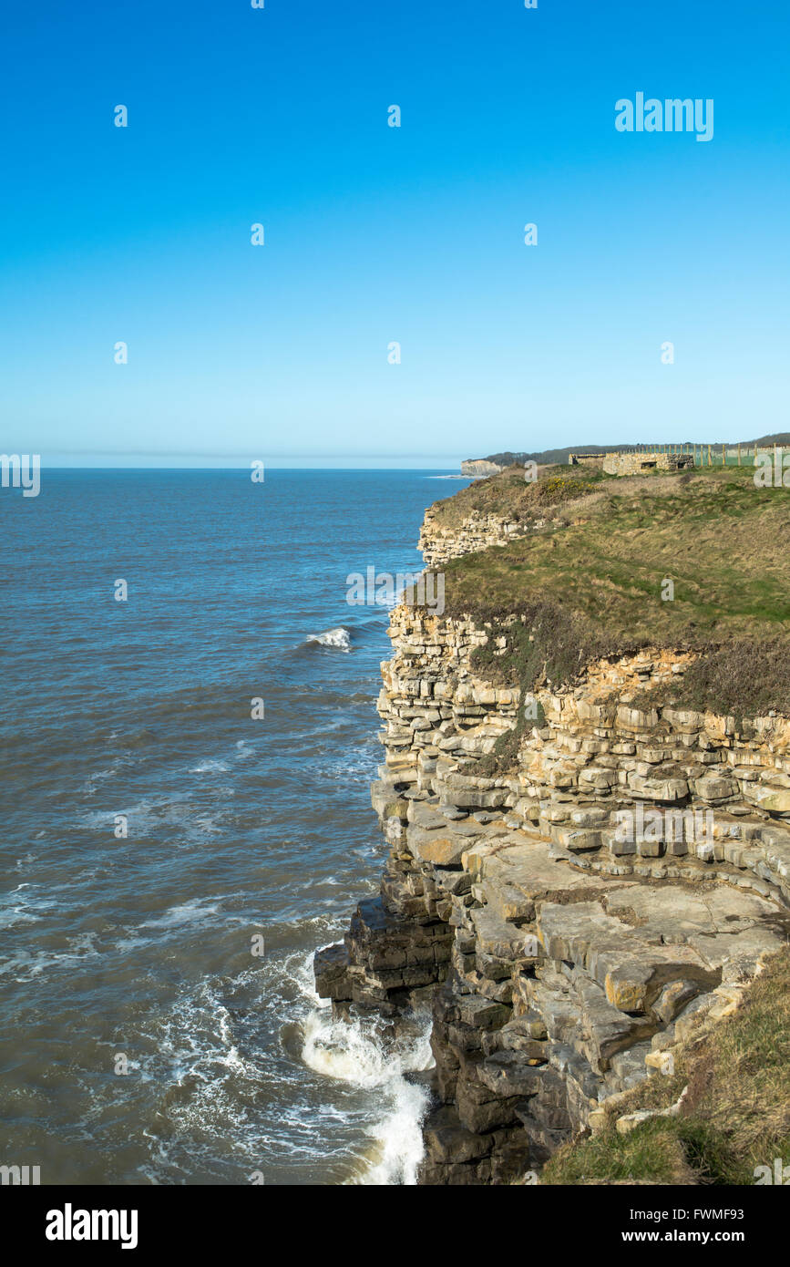 Coastal path climbing over cliffs at high tide Stock Photo - Alamy