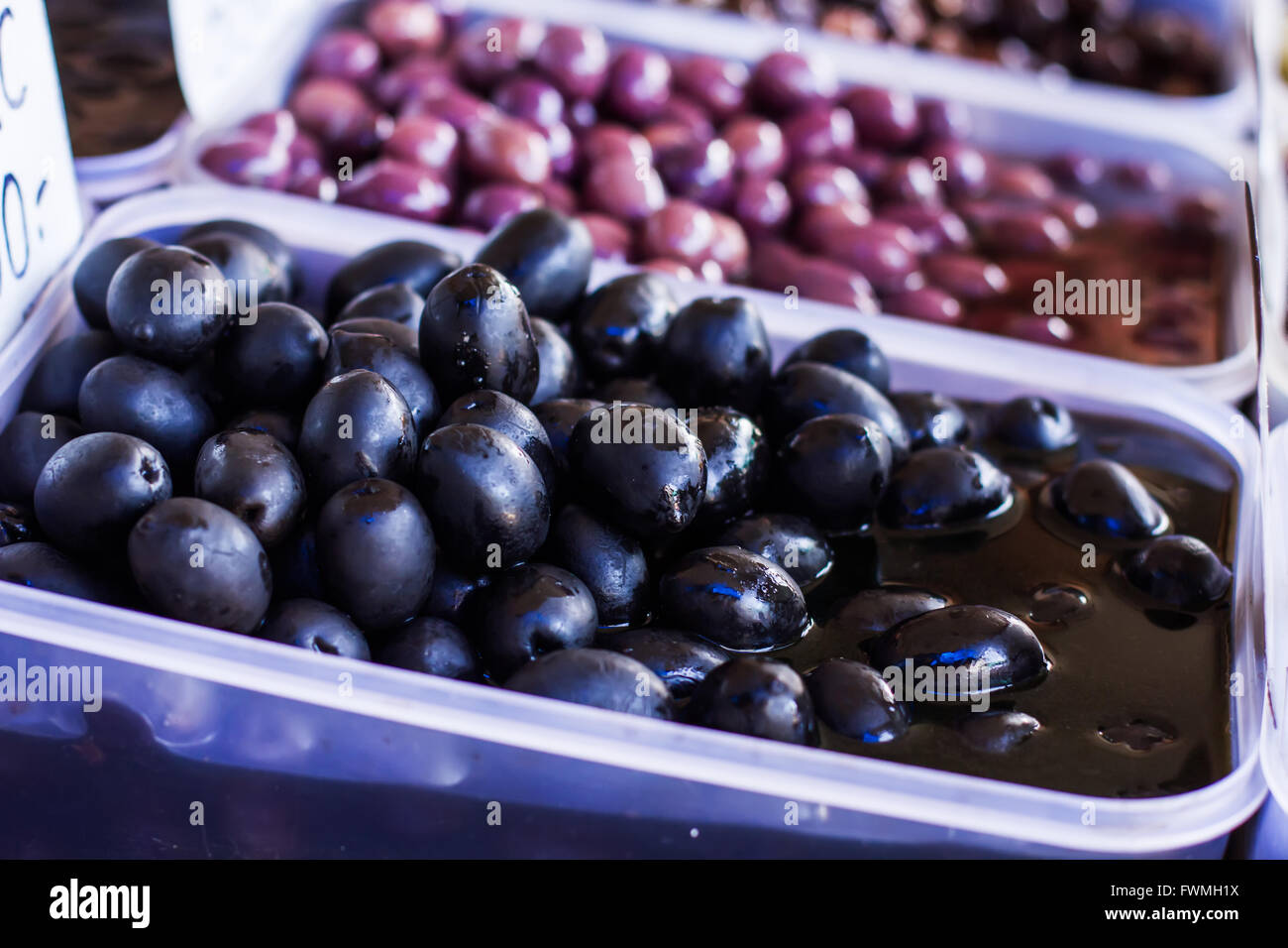 Black Olive, healthy food on the marketplace Stock Photo - Alamy