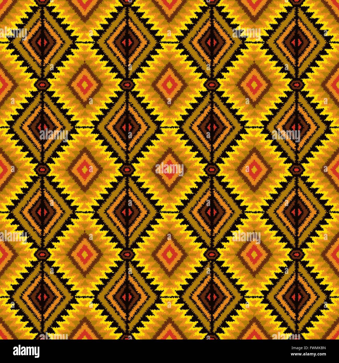 ethnic tribal seamless pattern in yellow and orange colors with Aztec ...