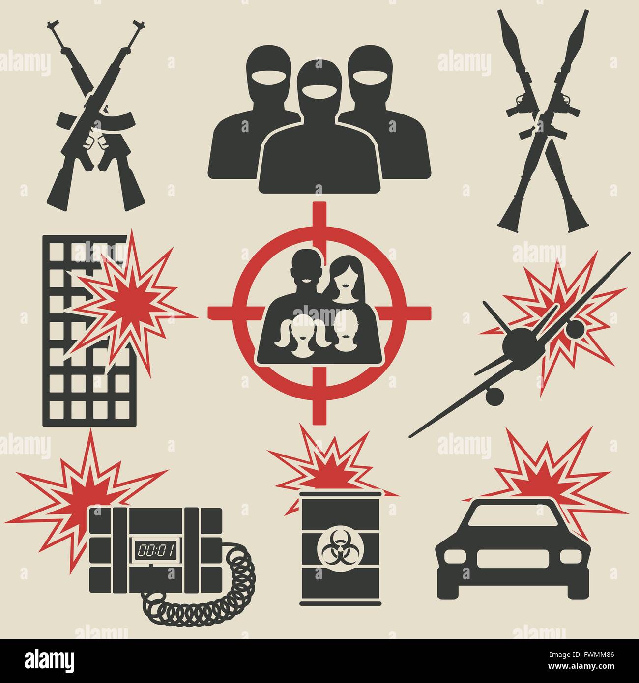 Terrorism icons set. vector illustration - eps 8 Stock Vector Image ...