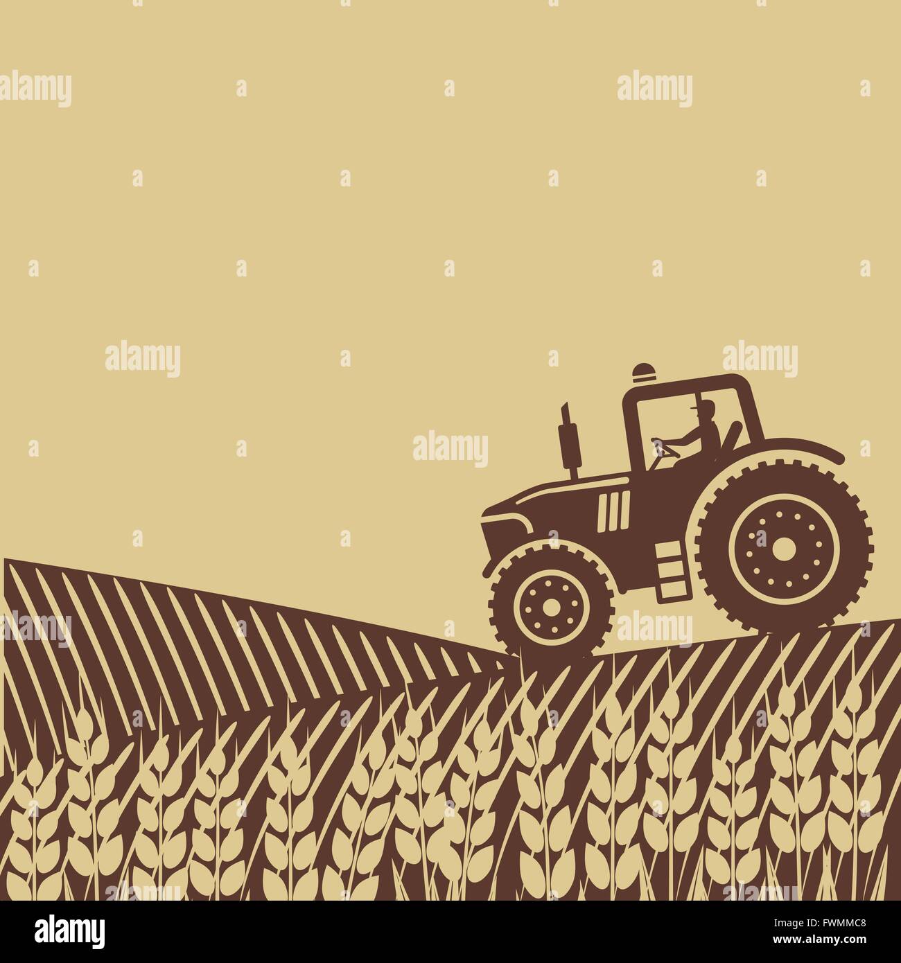 Tractor working agricultural land Stock Vector Images - Alamy
