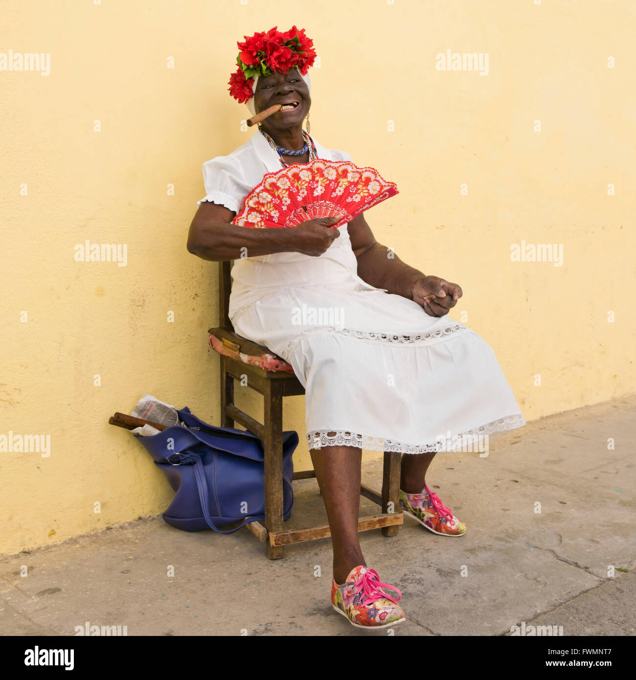 Woman smoking large cigar hi-res stock photography and images - Alamy