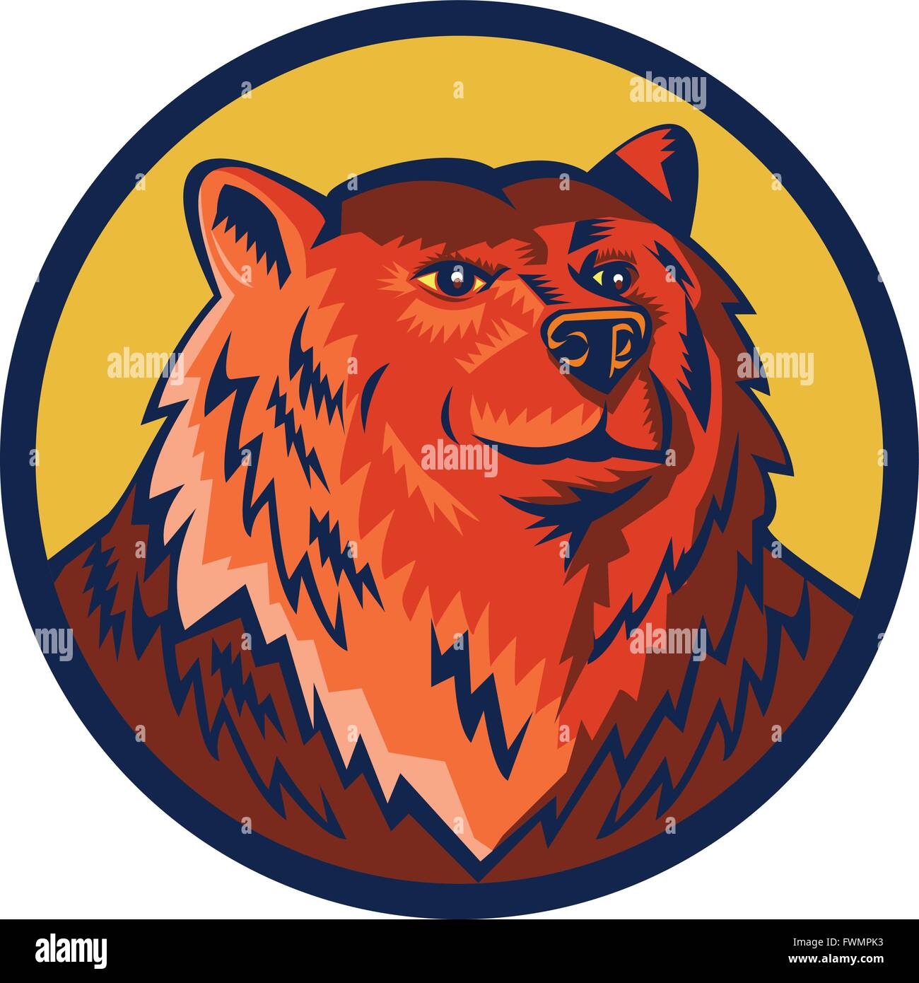 Illustration of a Russian bear or Eurasian brown bear head viewed from ...