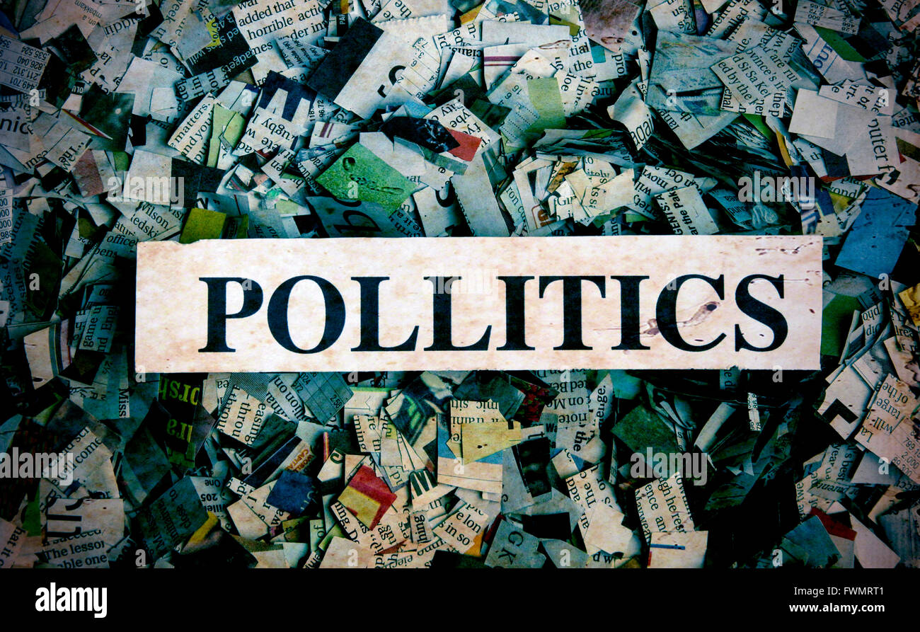 political words on Newspaper confetti Stock Photo - Alamy
