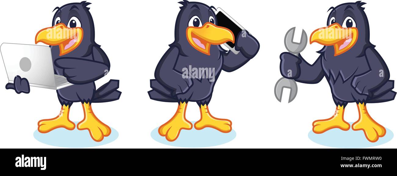 Crow Mascot with phone Stock Vector Image & Art - Alamy