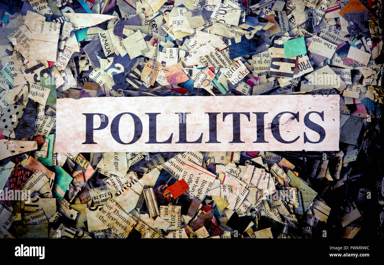 political words on Newspaper confetti Stock Photo - Alamy
