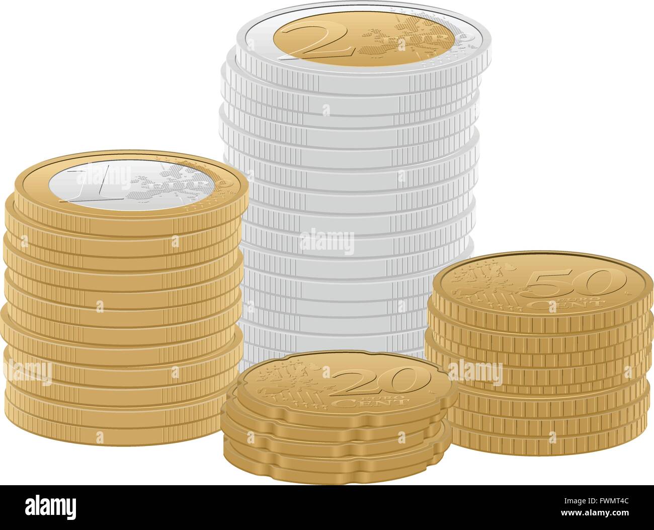 Euro coin stacks Stock Vector Images - Alamy