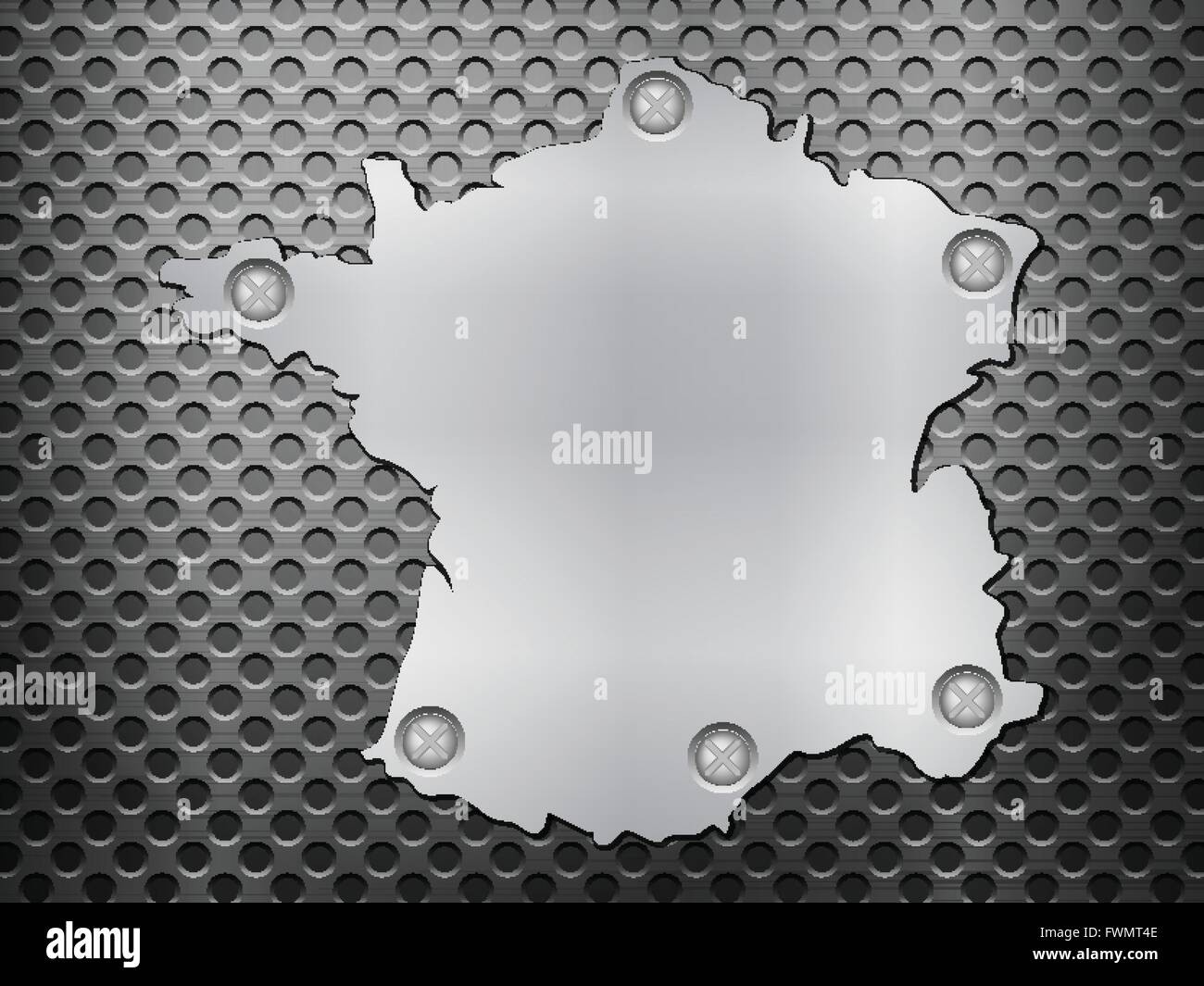 France metal map on a black metal grid Stock Vector Image & Art - Alamy