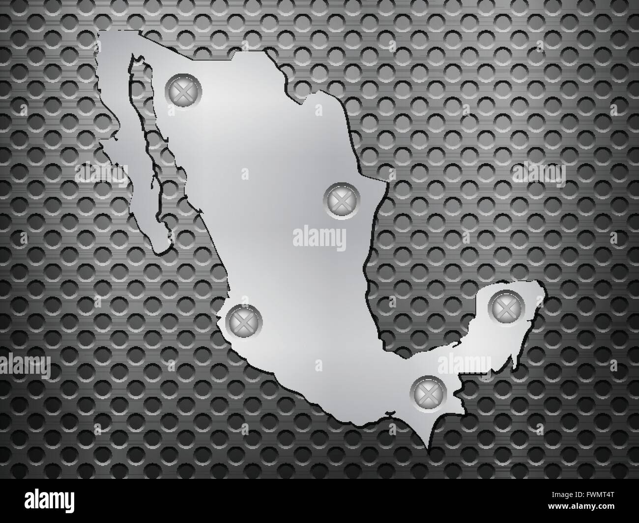Mexico metal map on a black metal grid Stock Vector Image & Art - Alamy