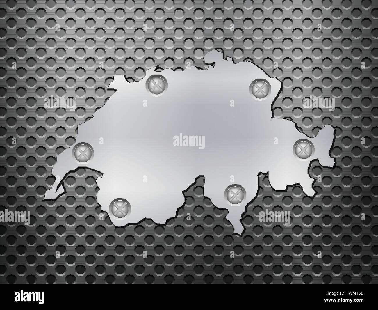 Switzerland metal map on a black metal grid Stock Vector Image & Art ...