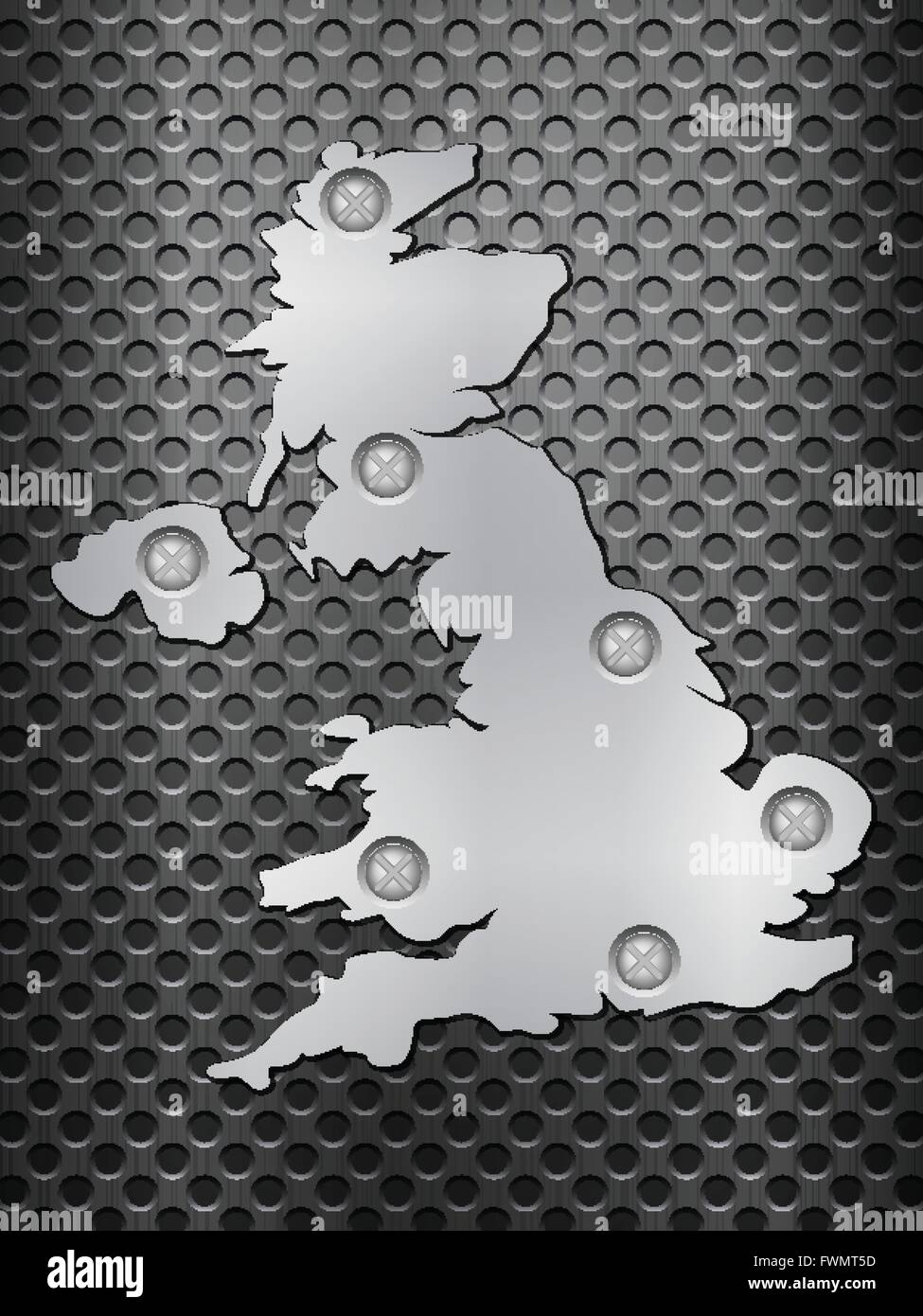 UK metal map on a black metal grid Stock Vector Image & Art - Alamy