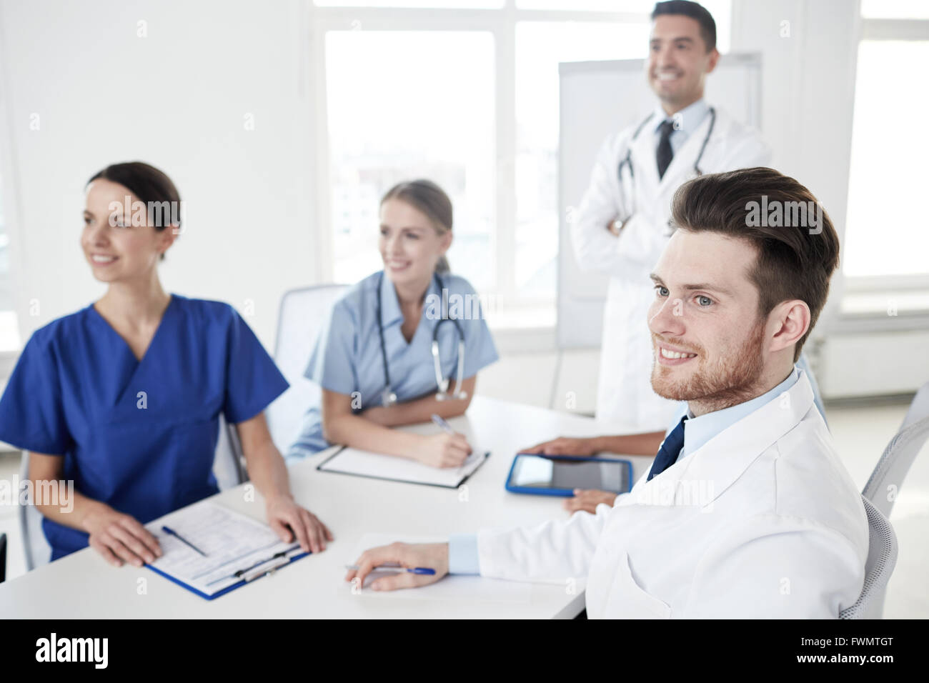group of doctors on presentation at hospital Stock Photo - Alamy