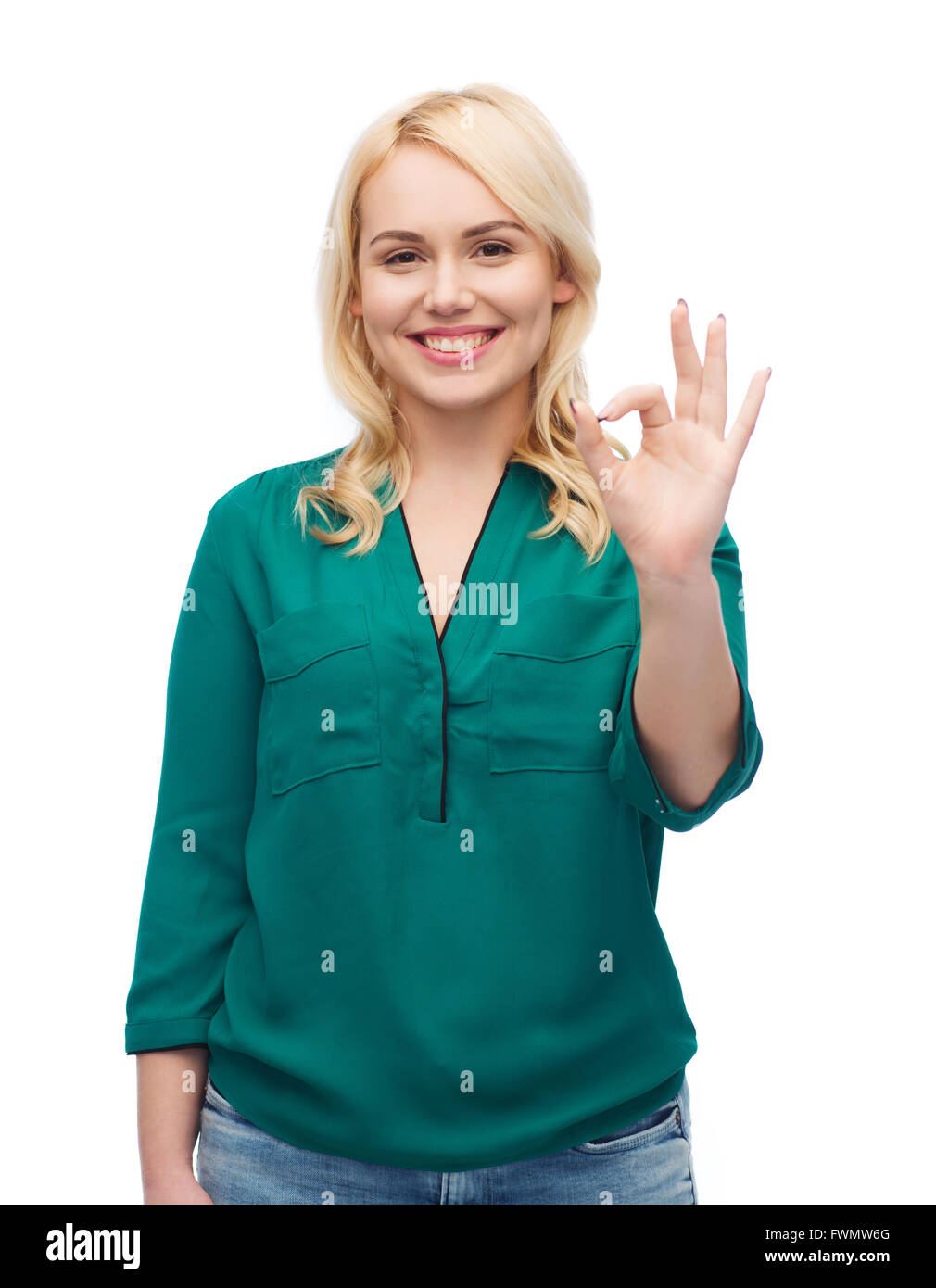 Girl ok hand sign hi-res stock photography and images - Alamy