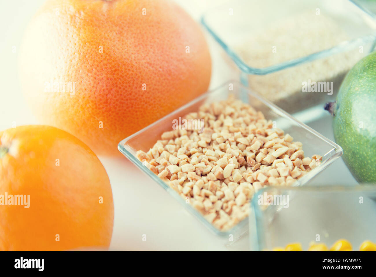 close up of food ingredients on table Stock Photo - Alamy
