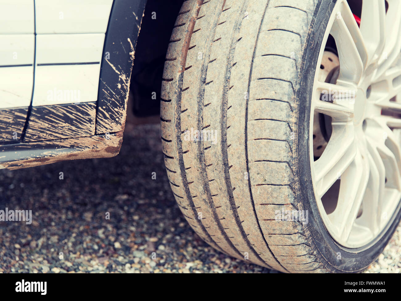 close up of dirty car wheel on ground Stock Photo - Alamy