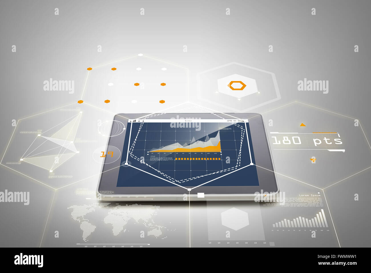 close up of tablet pc computer with diagram chart Stock Photo - Alamy