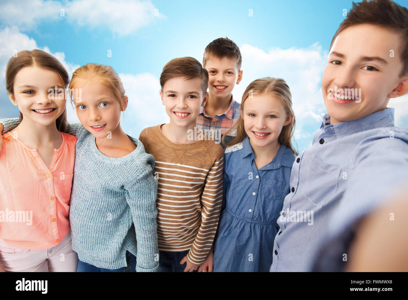 happy children talking selfie Stock Photo - Alamy