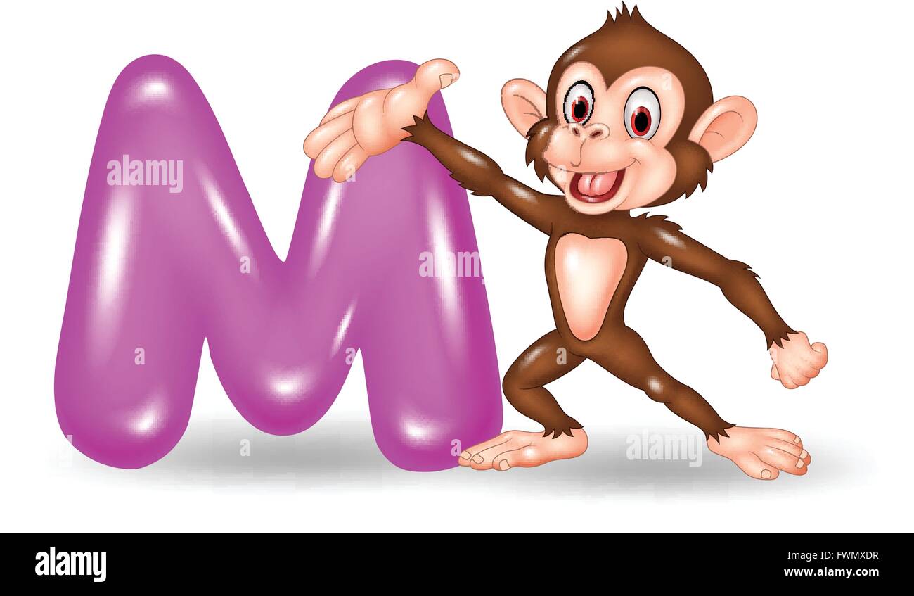 Illustration of M letter for Monkey Stock Vector Image & Art - Alamy