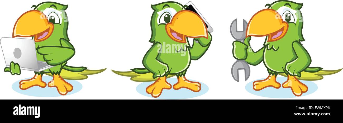 Parrot mascot Vector with laptop Stock Vector Image & Art - Alamy