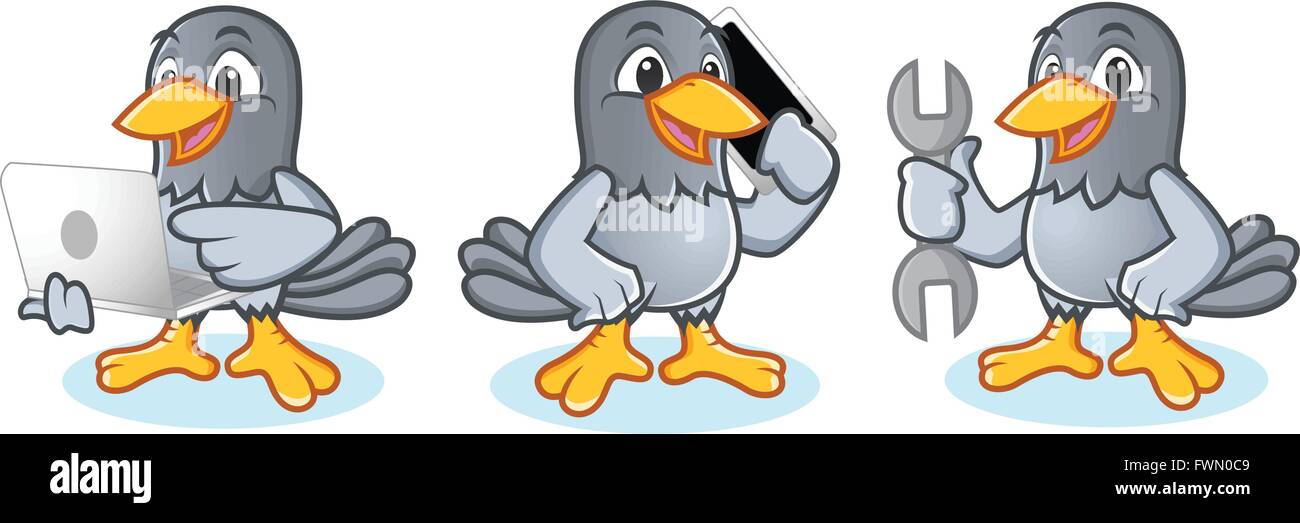Pigeon Mascot Vector with laptop Stock Vector Image & Art - Alamy