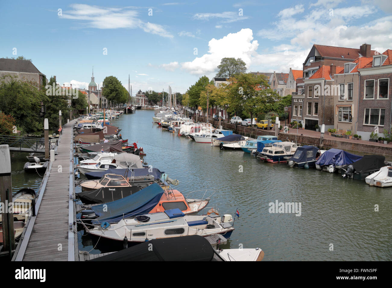 Small boats in one of the many marinas in Dordrecht, South Holland ...