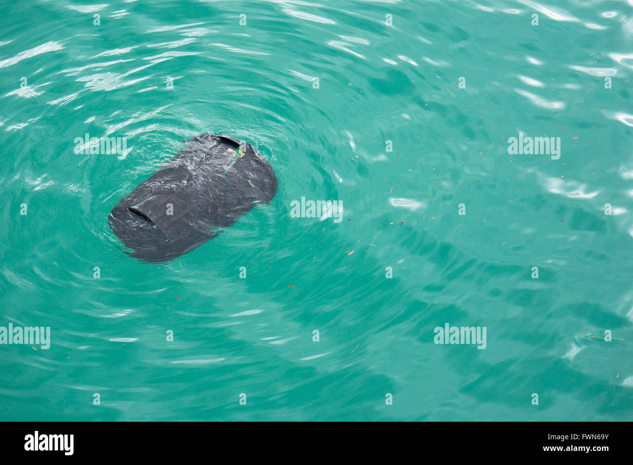A waste bin floats in the sea Stock Photo - Alamy