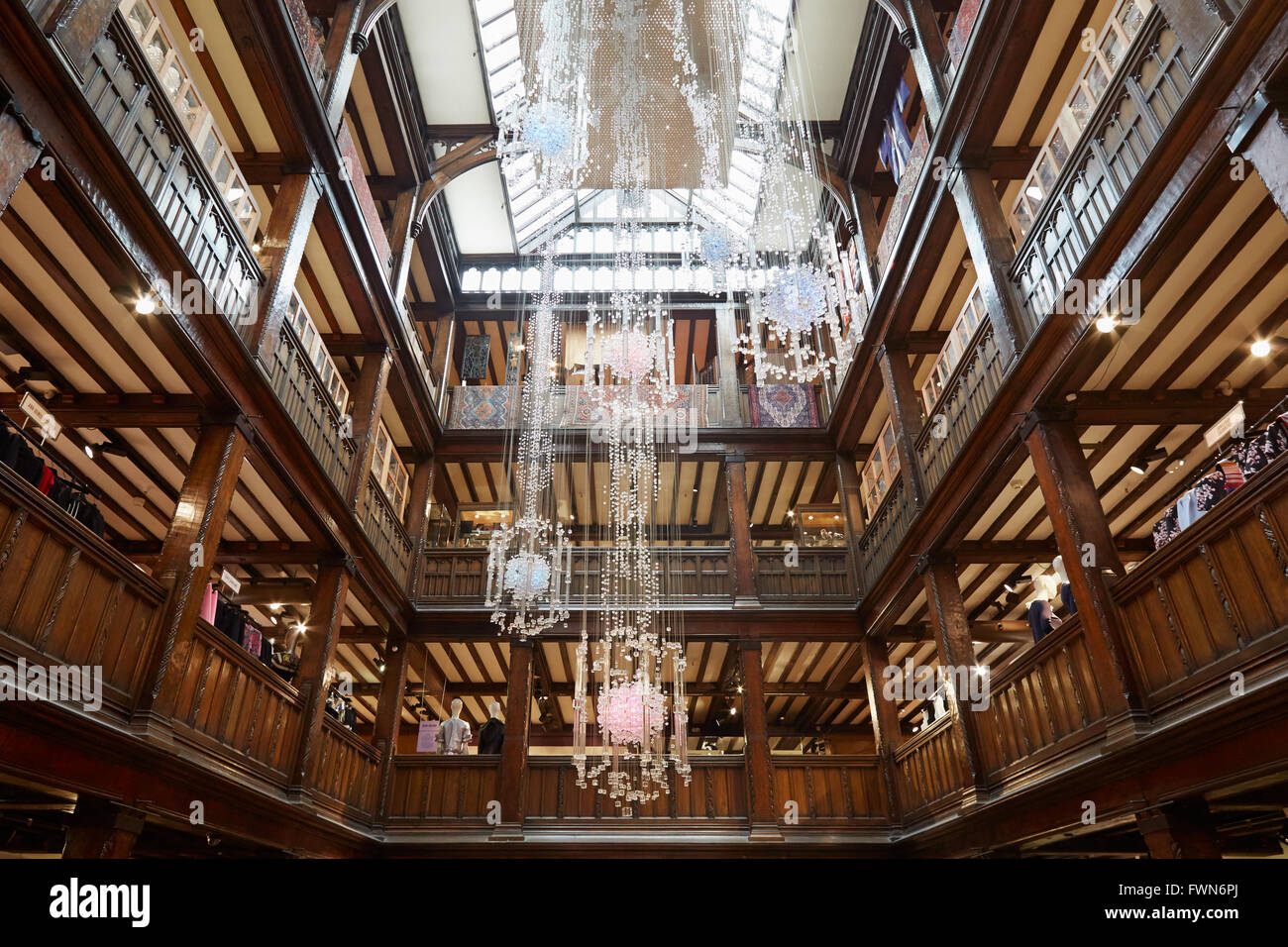 Liberty, luxury department store interior in Regent Street in London ...