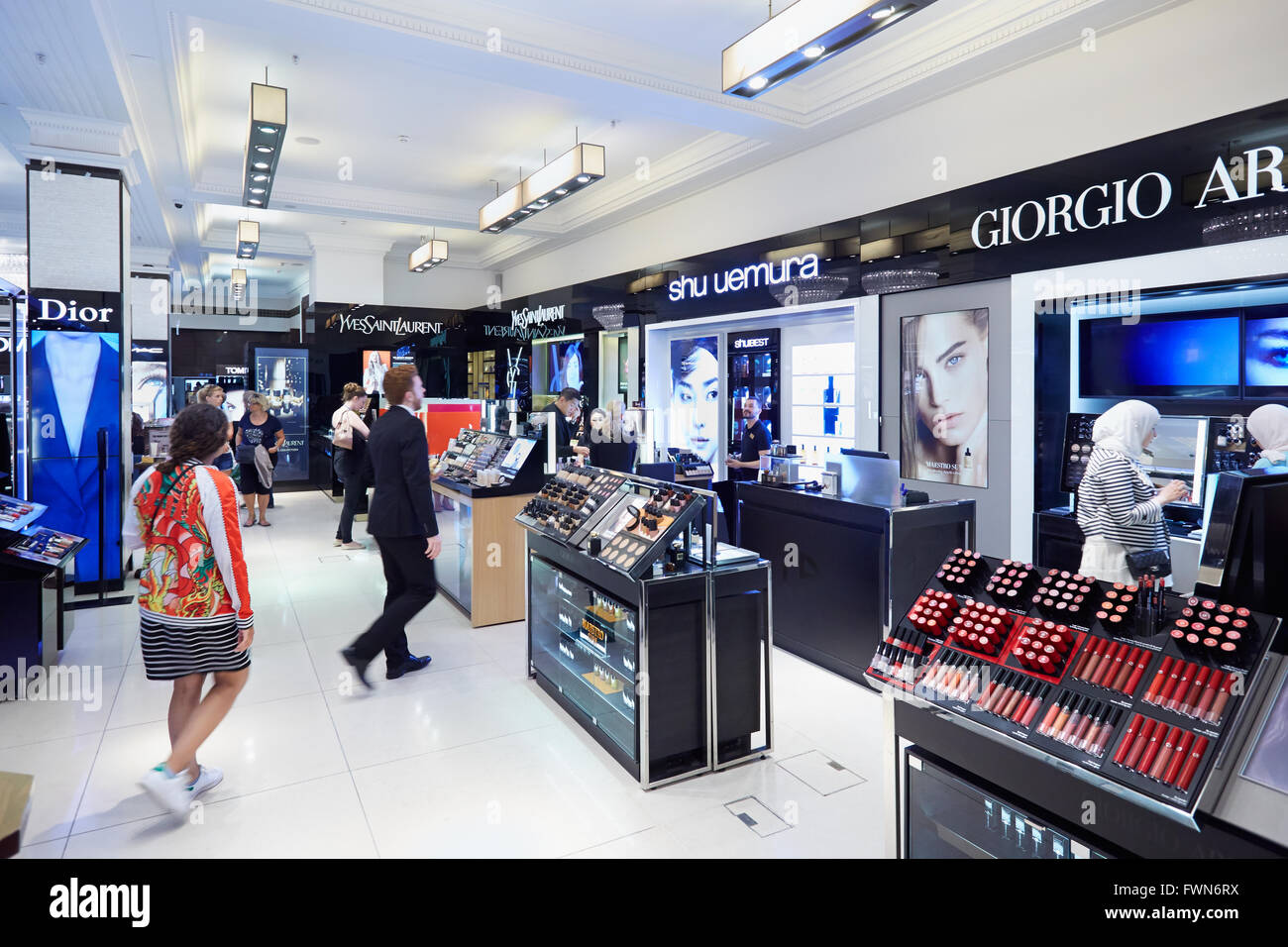 Harrods department store interior, cosmetics and perfumery area in ...