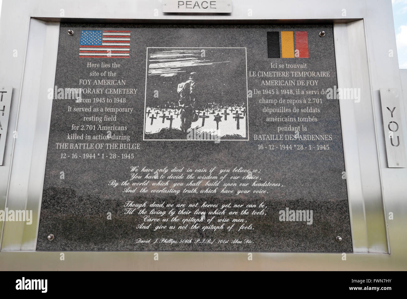 Memorial marking the site (the field behind the memorial) of the Foy ...