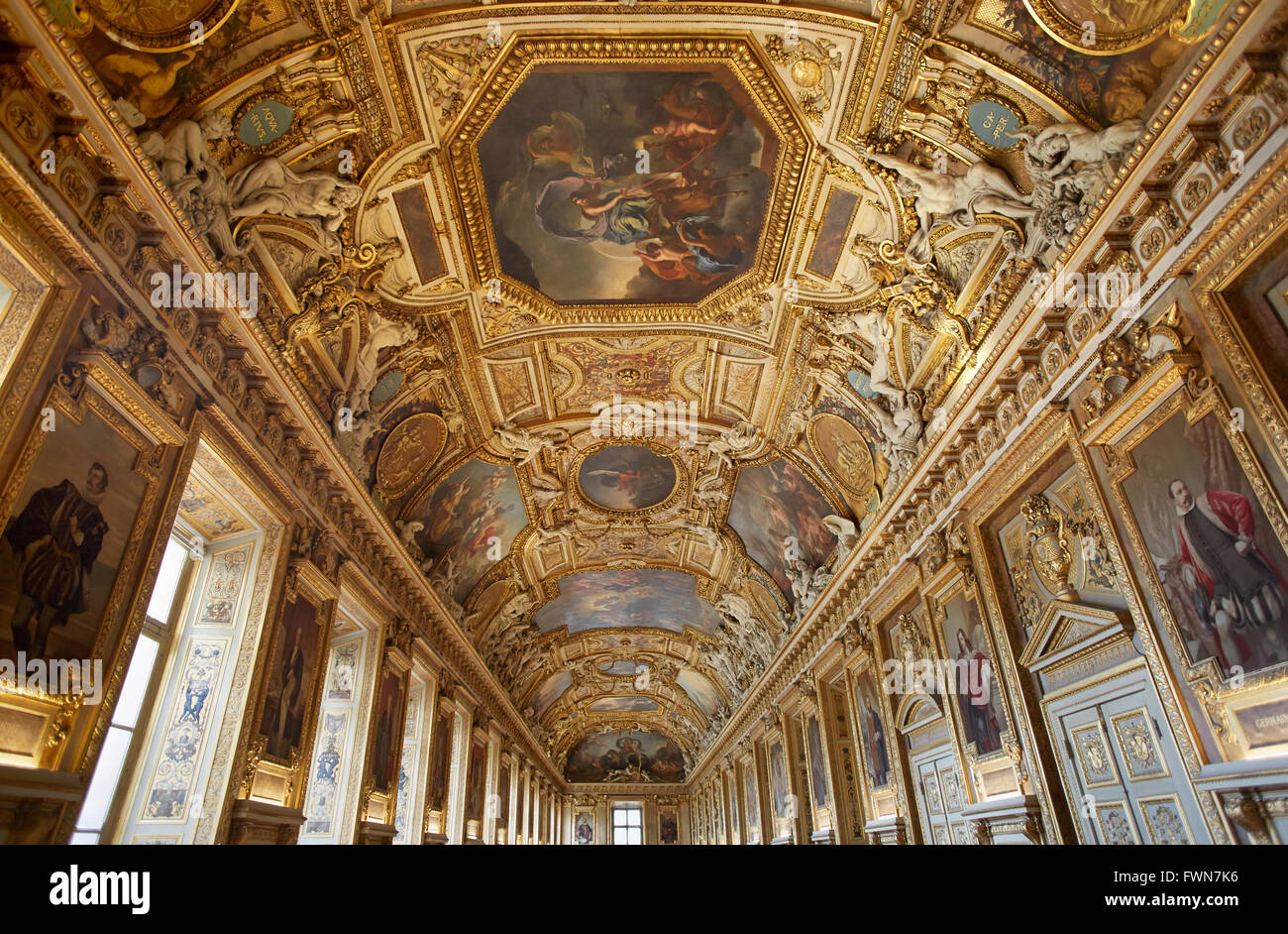 Louvre museum, Apollo gallery ceiling in Paris Stock Photo - Alamy