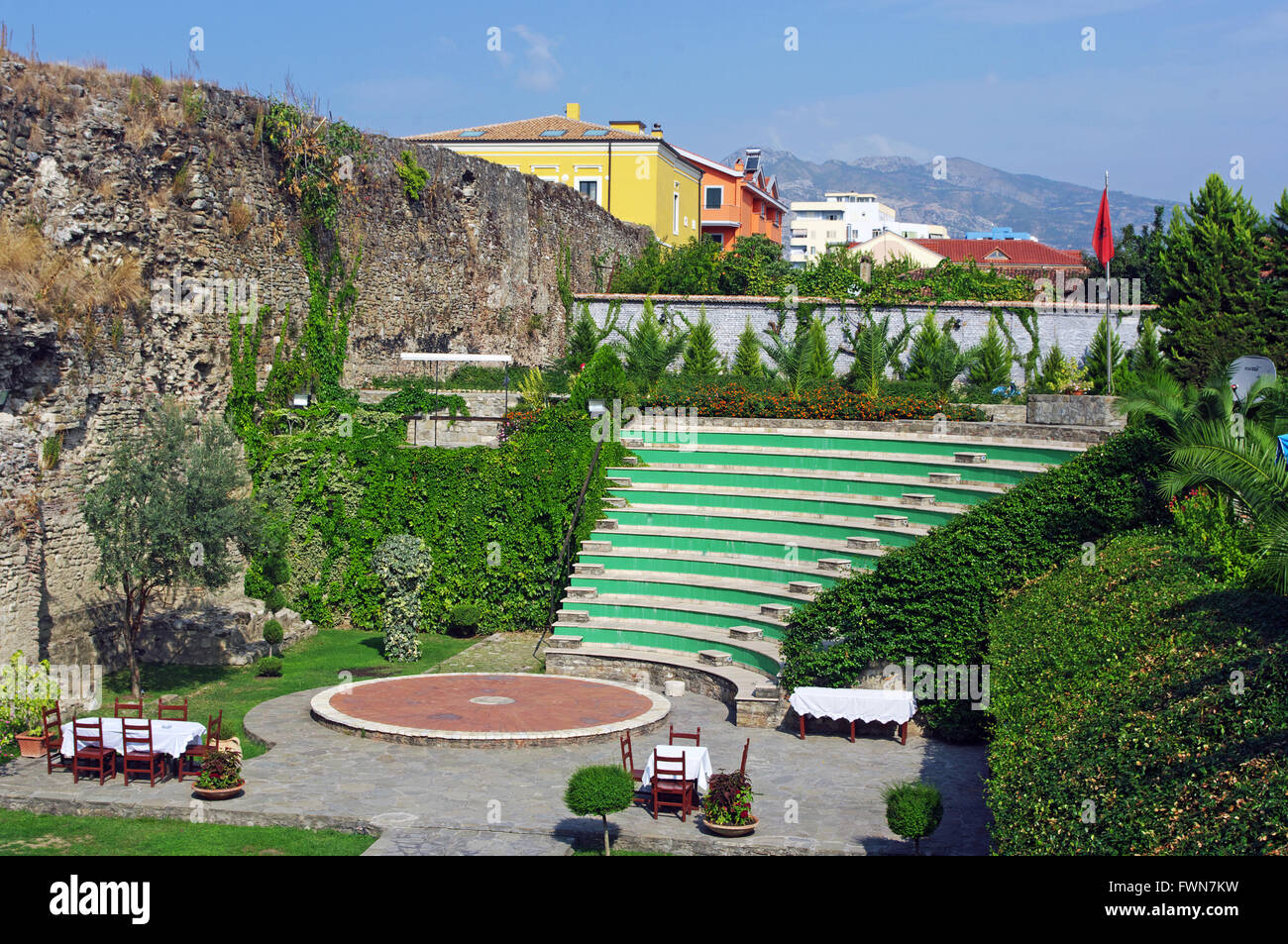 Cafe in Elbasan Castle Grounds, Albania Stock Photo - Alamy