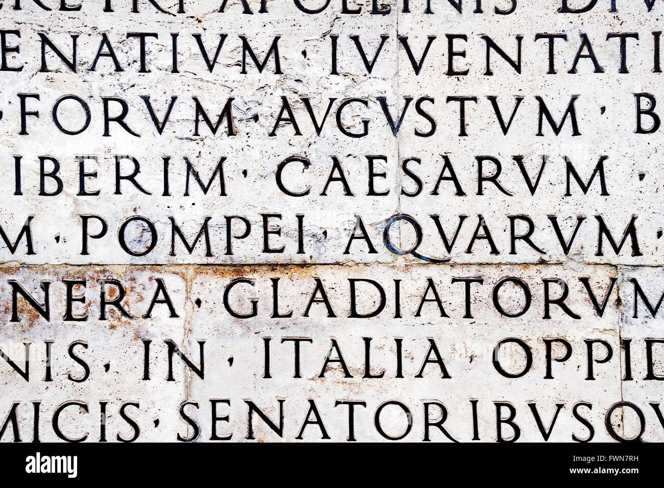 Latin inscription on Ara Pacis wall in Rome, Italy Stock Photo - Alamy