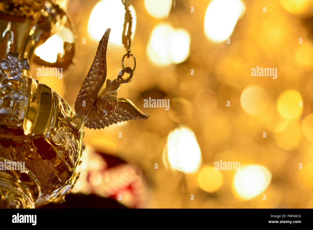 Chandelier church detail in natural light Stock Photo - Alamy