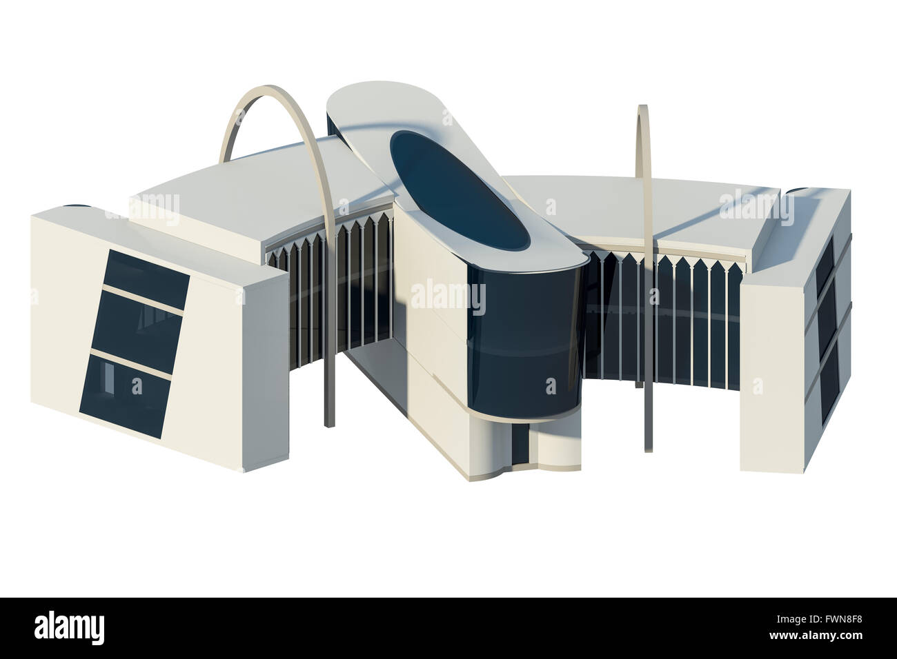 3D render of conceptual commercial building, modern clothes store ...