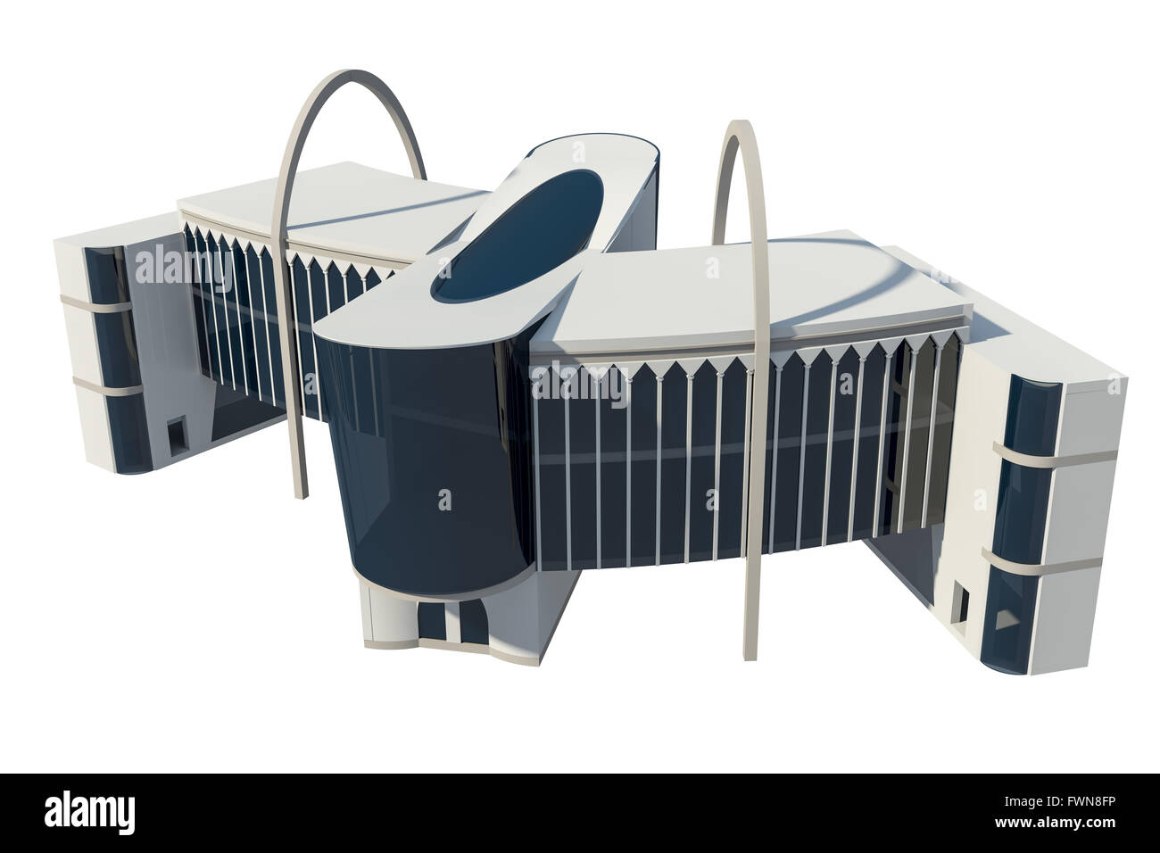 3D render of conceptual commercial building, modern clothes store ...