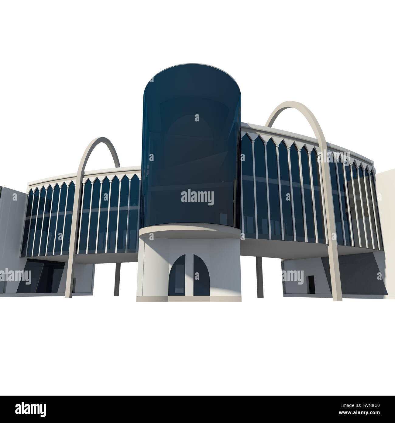 3D render of conceptual commercial building, modern clothes store ...