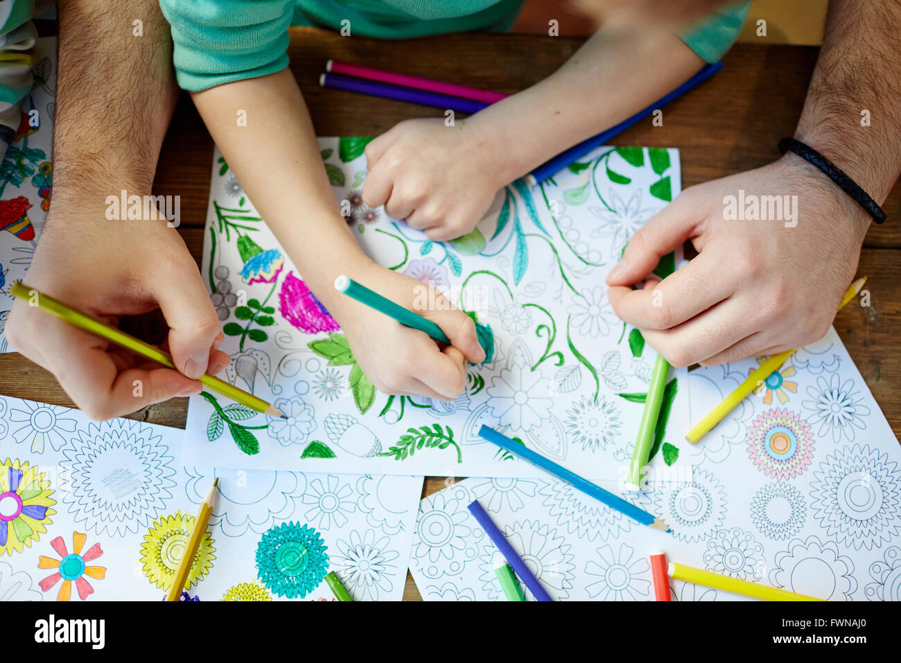 Coloring with crayons Stock Photo - Alamy