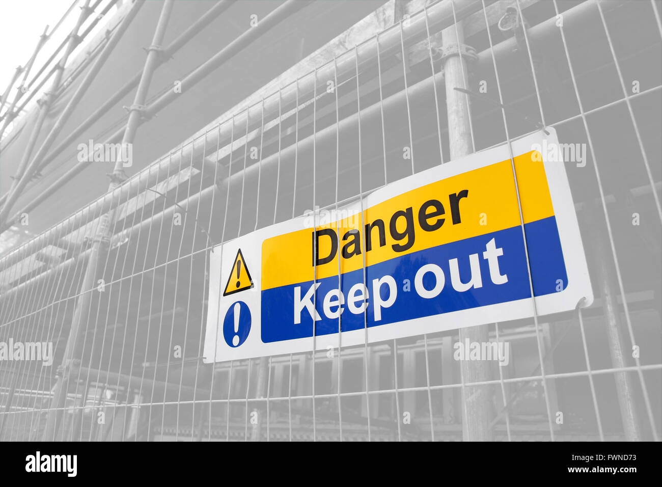 Danger Keep Out sign with toned black and white background Stock Photo ...