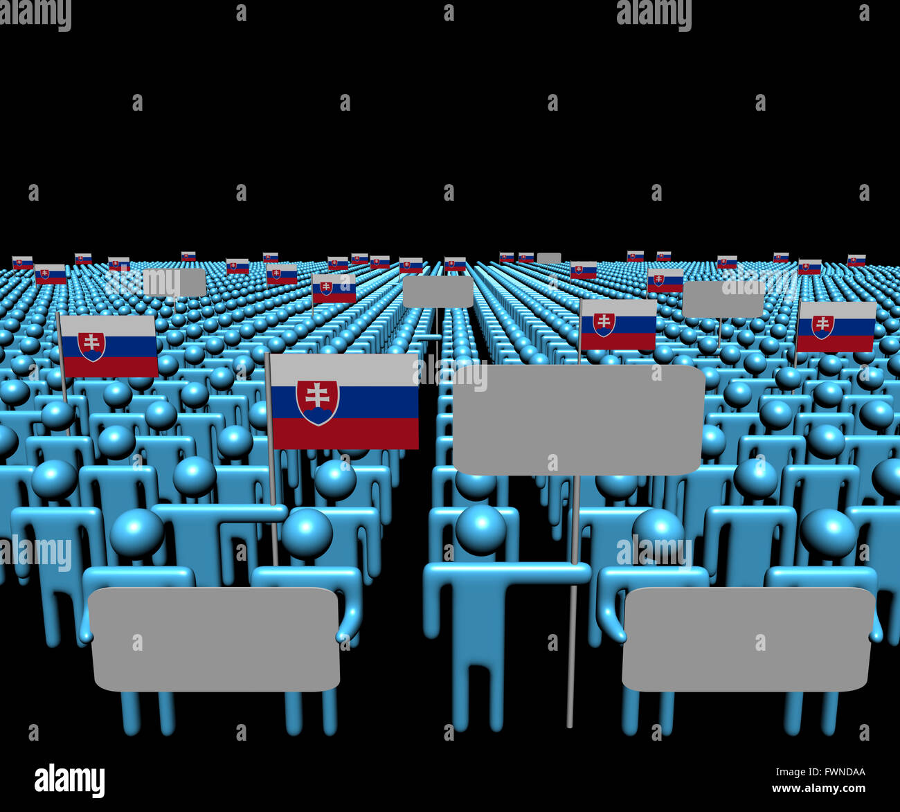 Crowd of people with signs and Slovakia flags illustration Stock Photo ...
