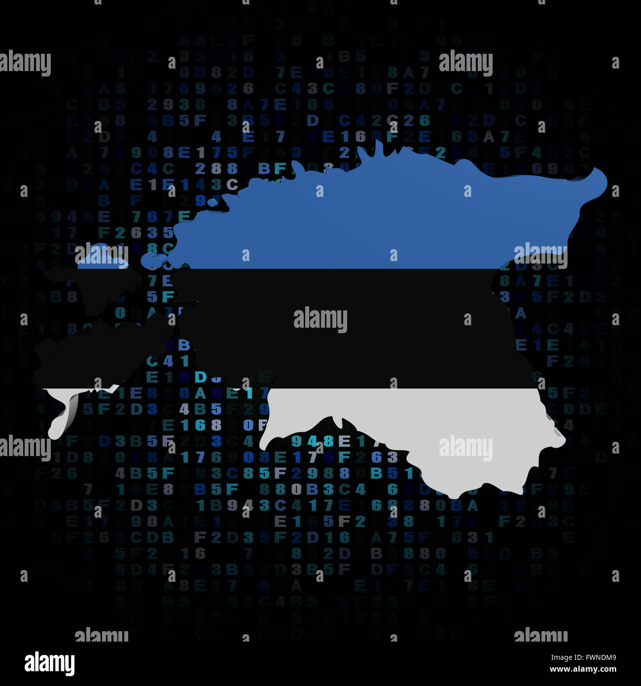 Estonia map flag on hex code illustration Stock Photo - Alamy